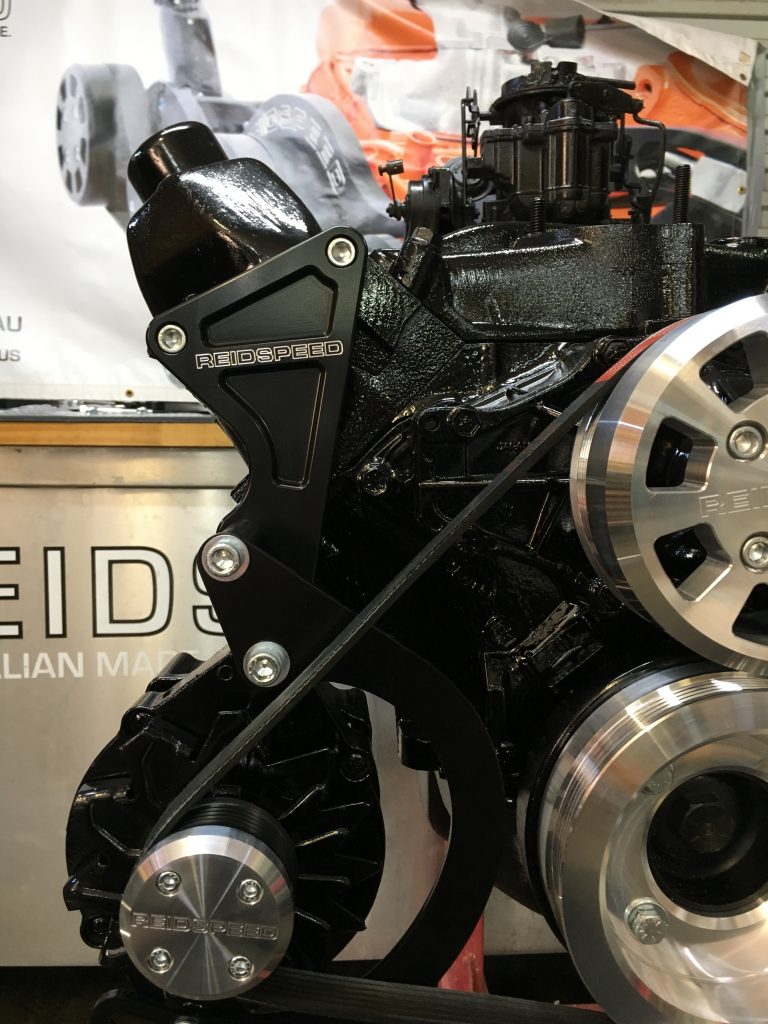HOLDEN V8 DRIVERS SIDE LOW MOUNT ALTERNATOR BRACKET BLACK ANNODISED ...